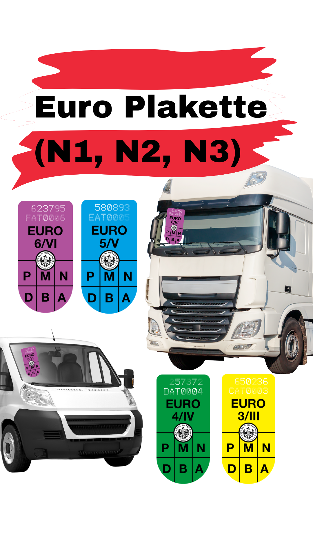 Austrian environmental badge, Euro badge, exhaust gas badge, AKKP ...