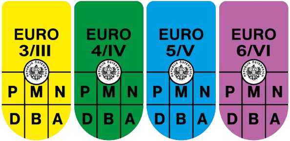 Austrian environmental badge, Euro badge, exhaust gas badge, AKKP ...