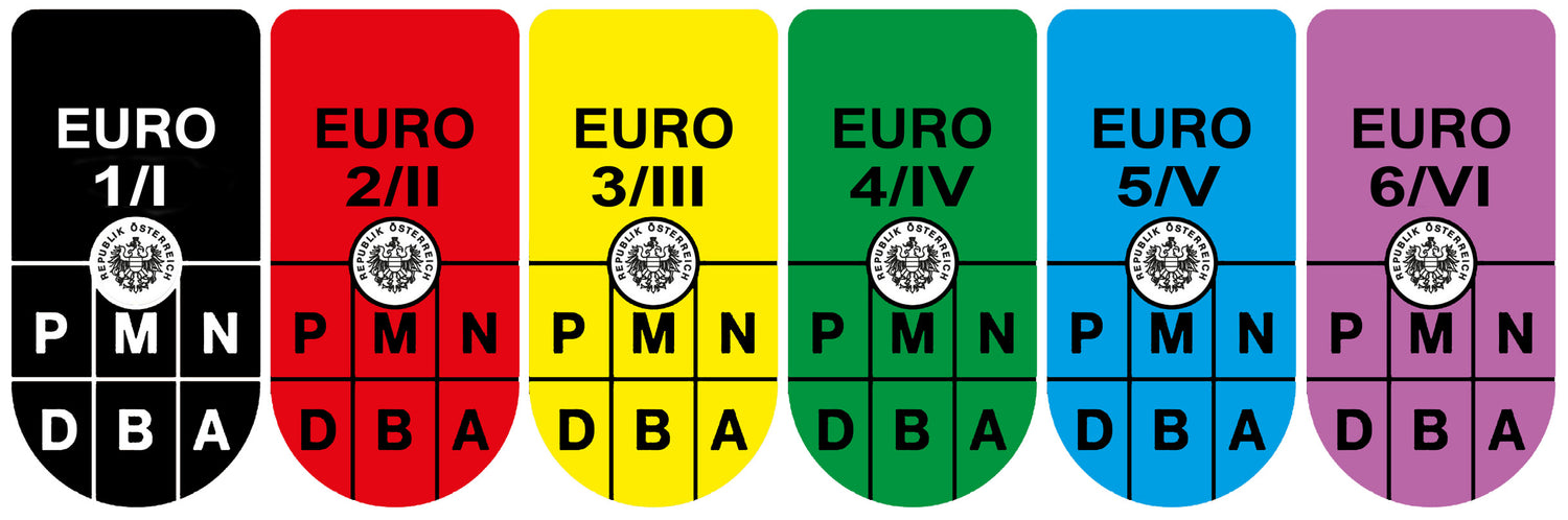Austrian environmental badge, Euro badge, exhaust gas badge, AKKP ...